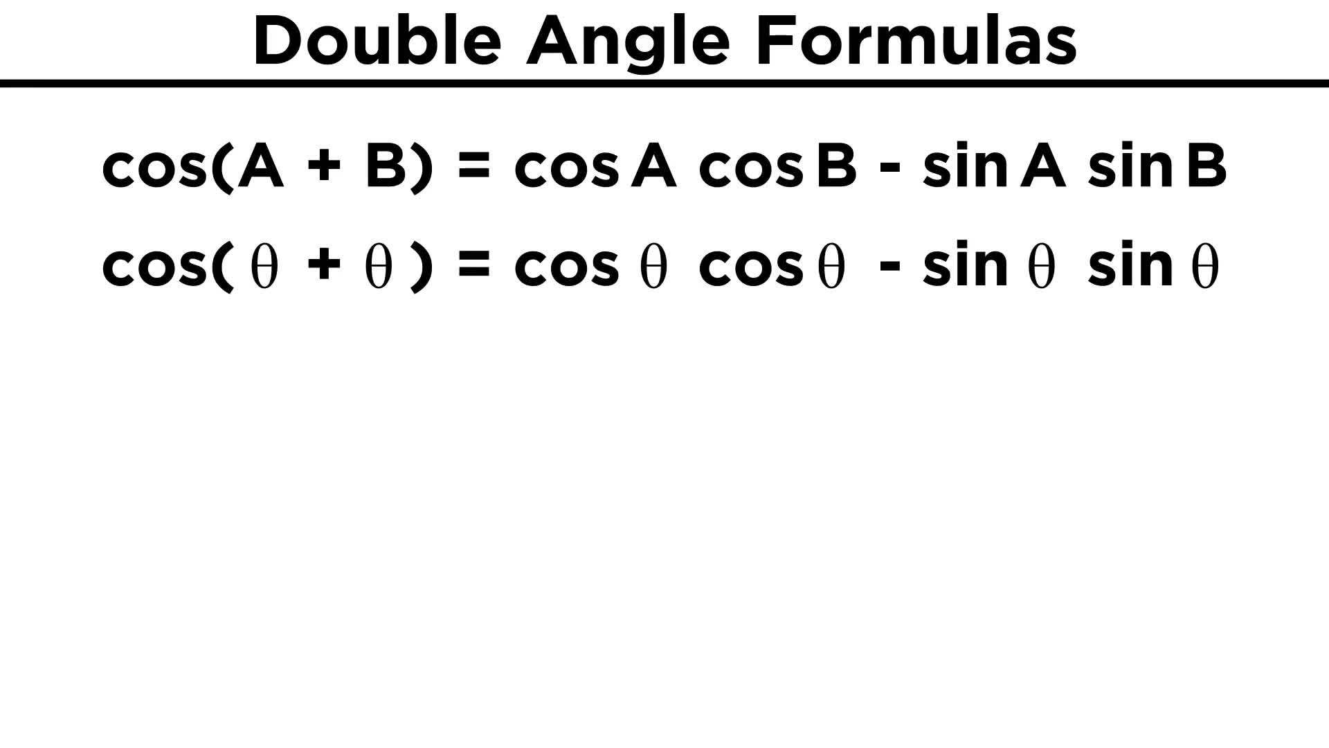 Formulas for Trigonometric Functions: Sum/Difference, Double/Half-Angle ... Formulas for Trigonometric Functions: Sum/Difference, Double/Half-Angle ...